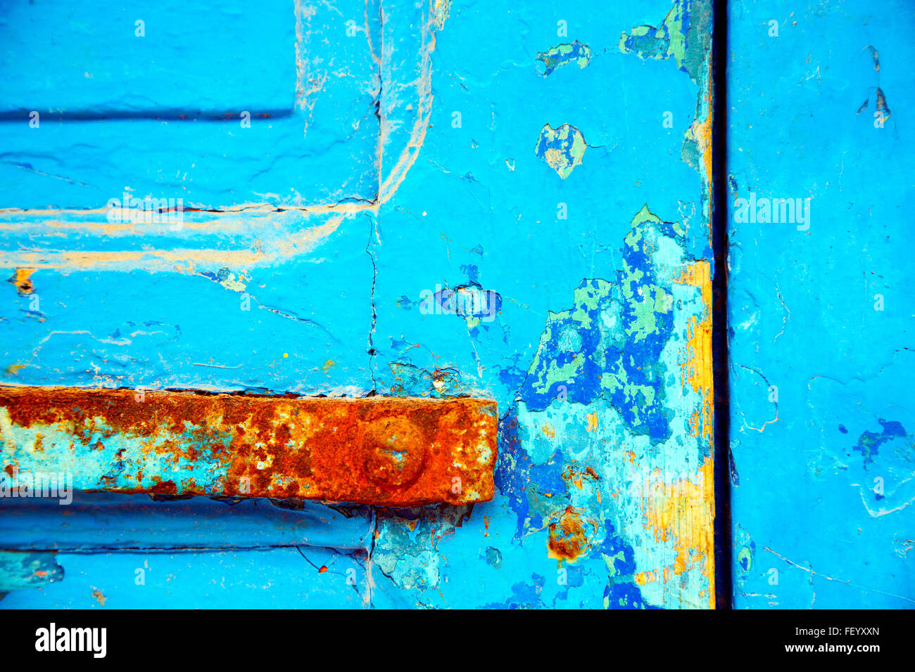 morocco in africa the old wood facade home and rusty safe padlock Stock ...