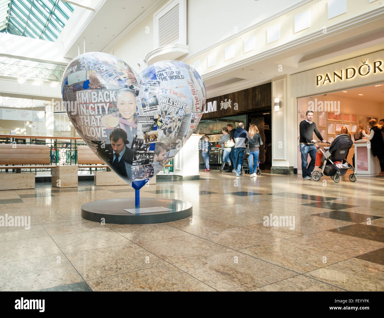 Heart shaped advertising structure within Meadowhall Shopping Centre ...