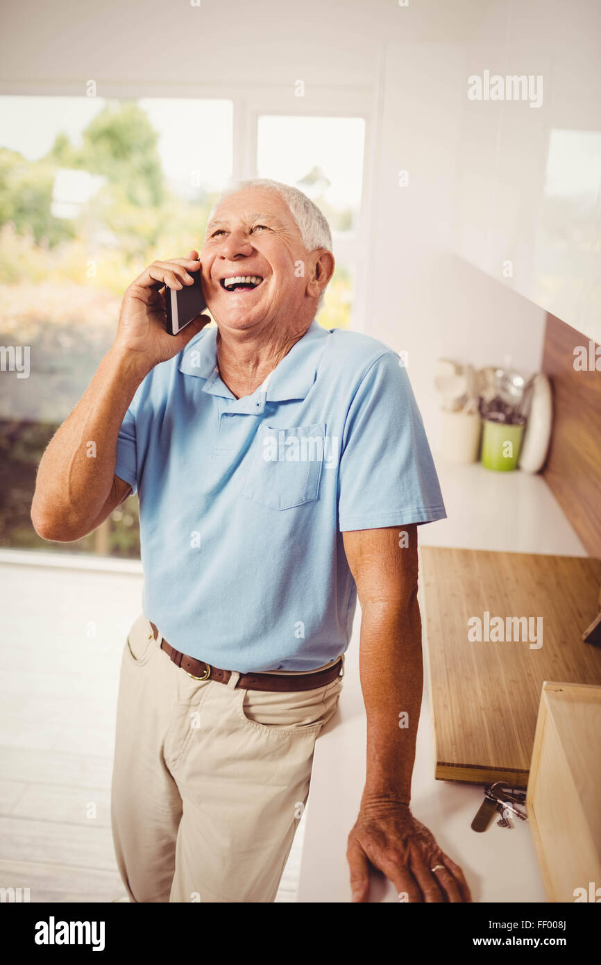 Smiling senior man on a phone call Stock Photo - Alamy
