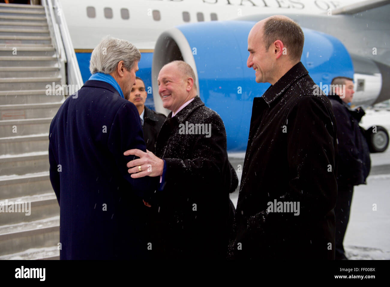 Secretary Kerry Is Greeted by U.S. Ambassador Heyman Upon His Arrival ...