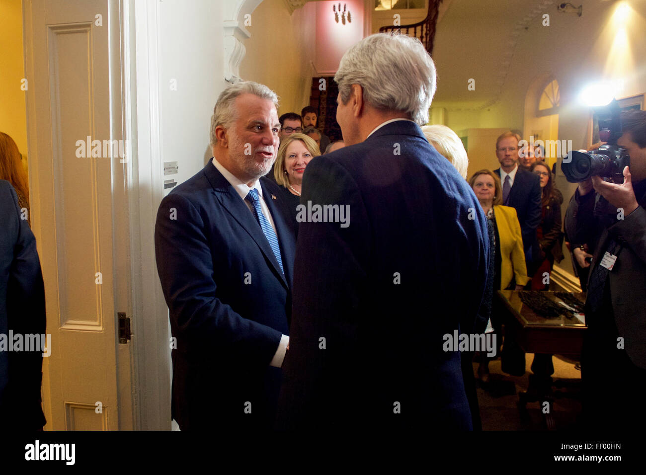 Secretary Kerry Greets Québec Premier Couillard Following North ...
