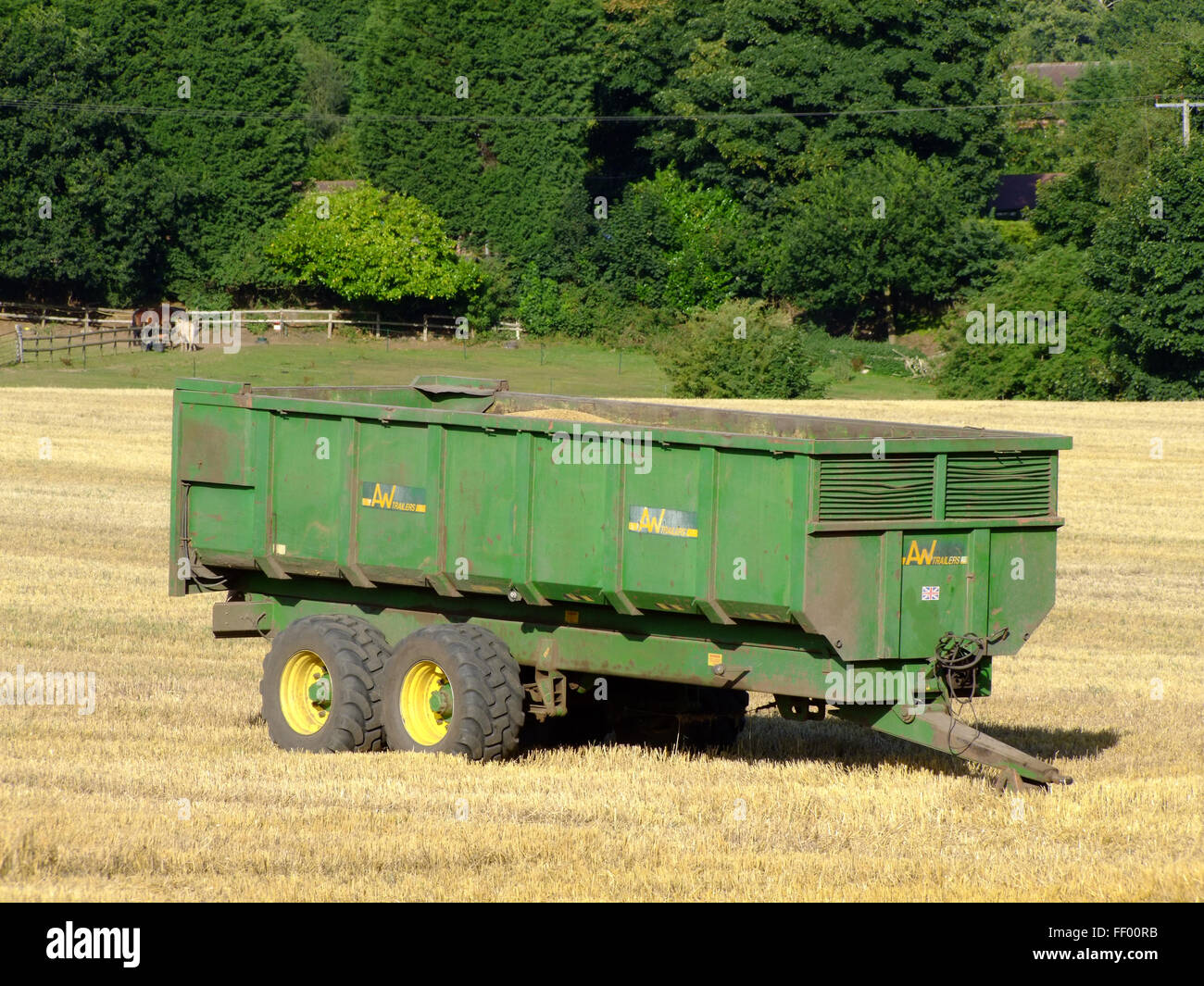 Farm Trailer in a Field Environment, Summer, UK Stock Photo - Alamy