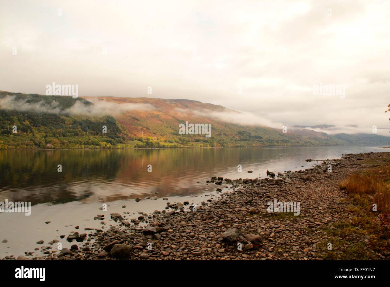 The beautiful beach of loch earn in the scottish highlands with the ...