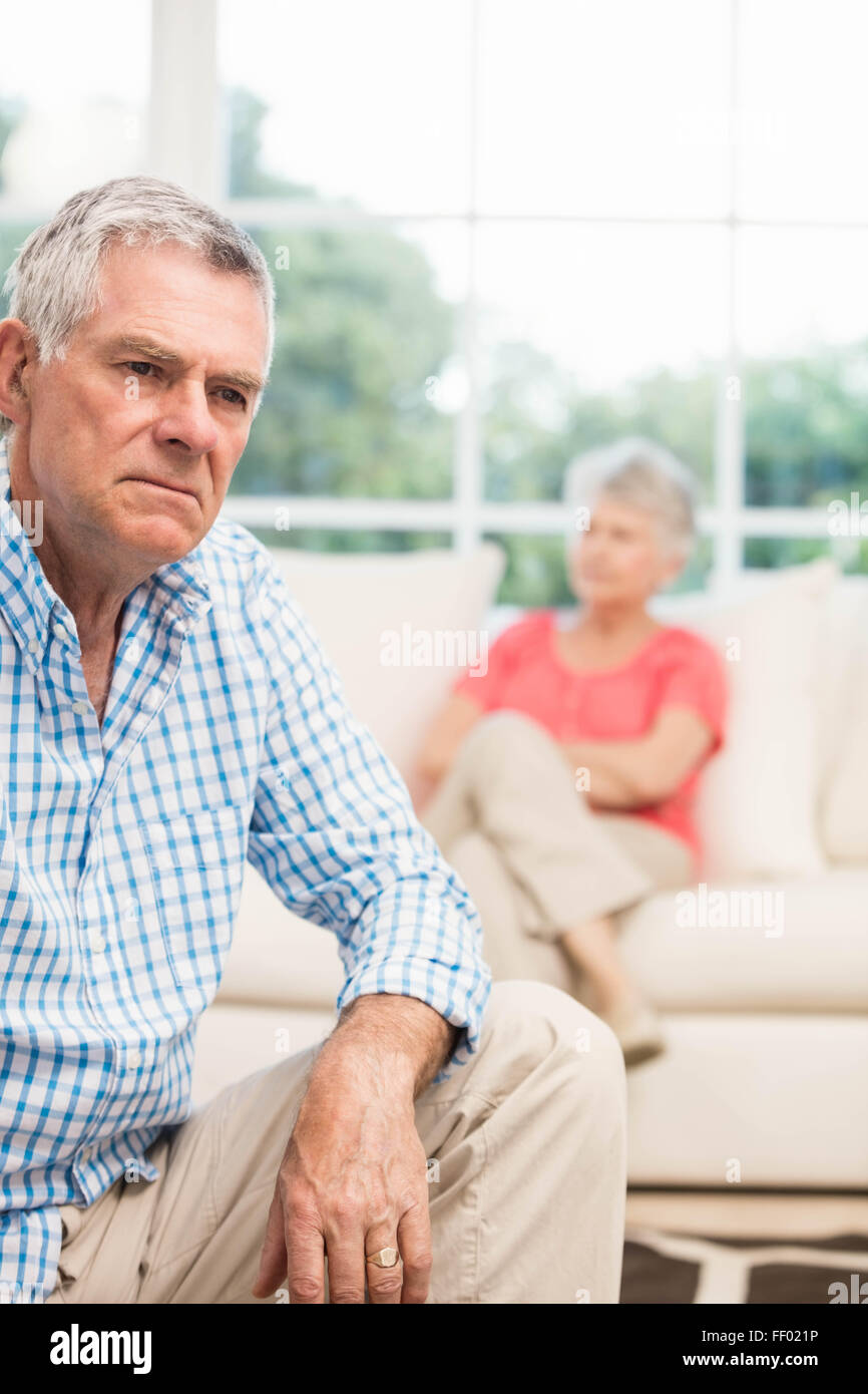 Upset senior man after arguing with wife Stock Photo - Alamy