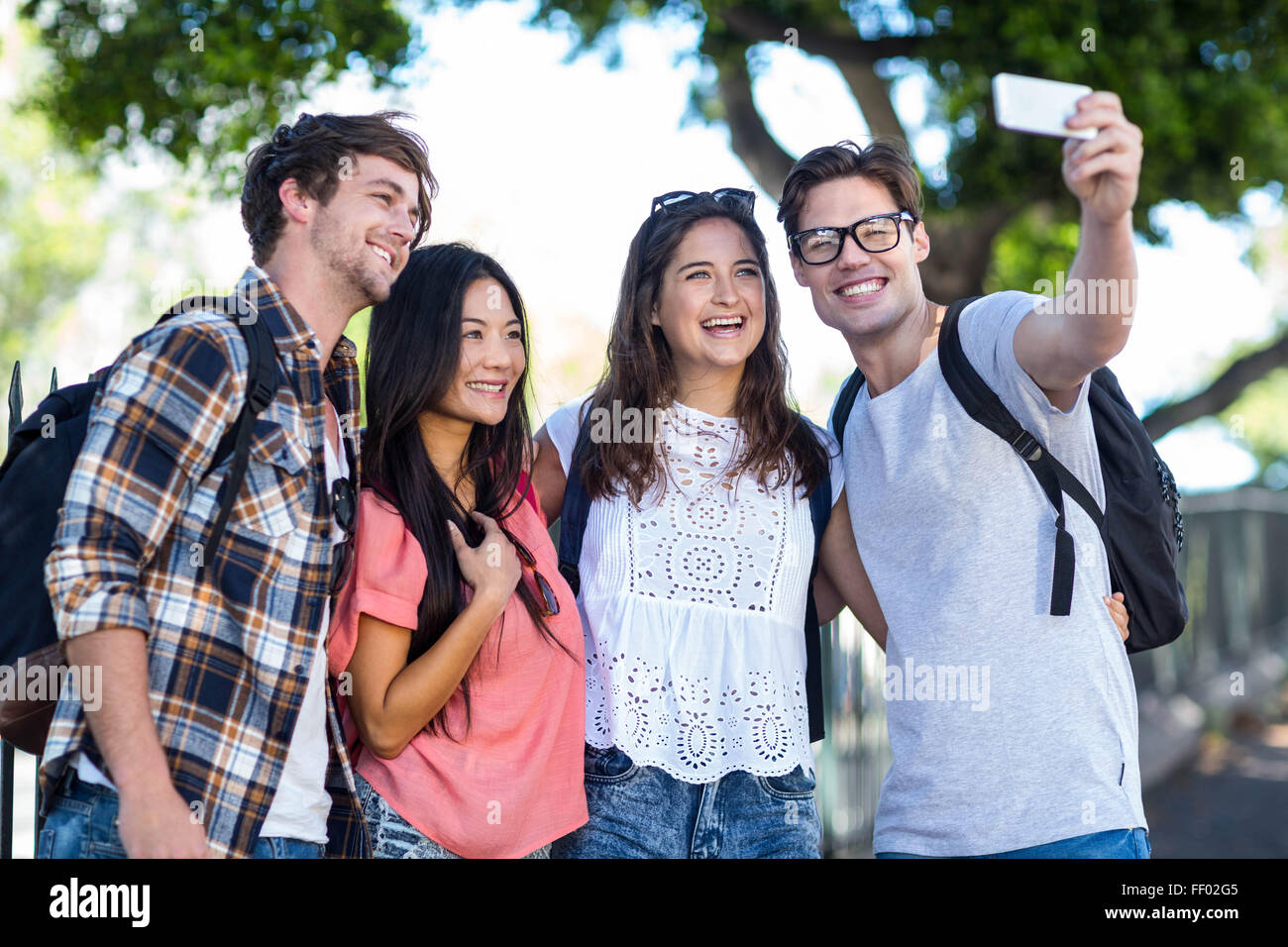 Hip friends taking selfie hi-res stock photography and images - Alamy