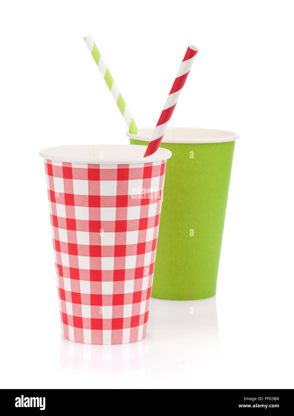 Two paper cups with takeaway drinks. Isolated on white background Stock ...