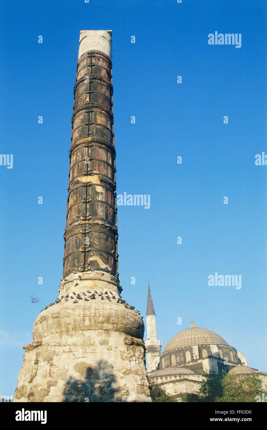 Asia, Turkey, Istanbul, Constantine's column, a survivor of both storm ...