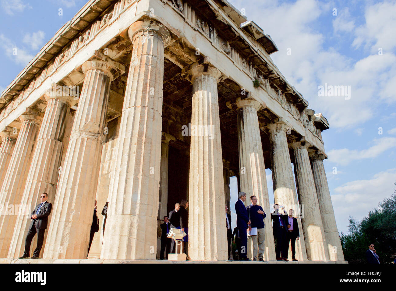 Secretary Kerry and Ambassador Pearce Look at the Acropolis While ...