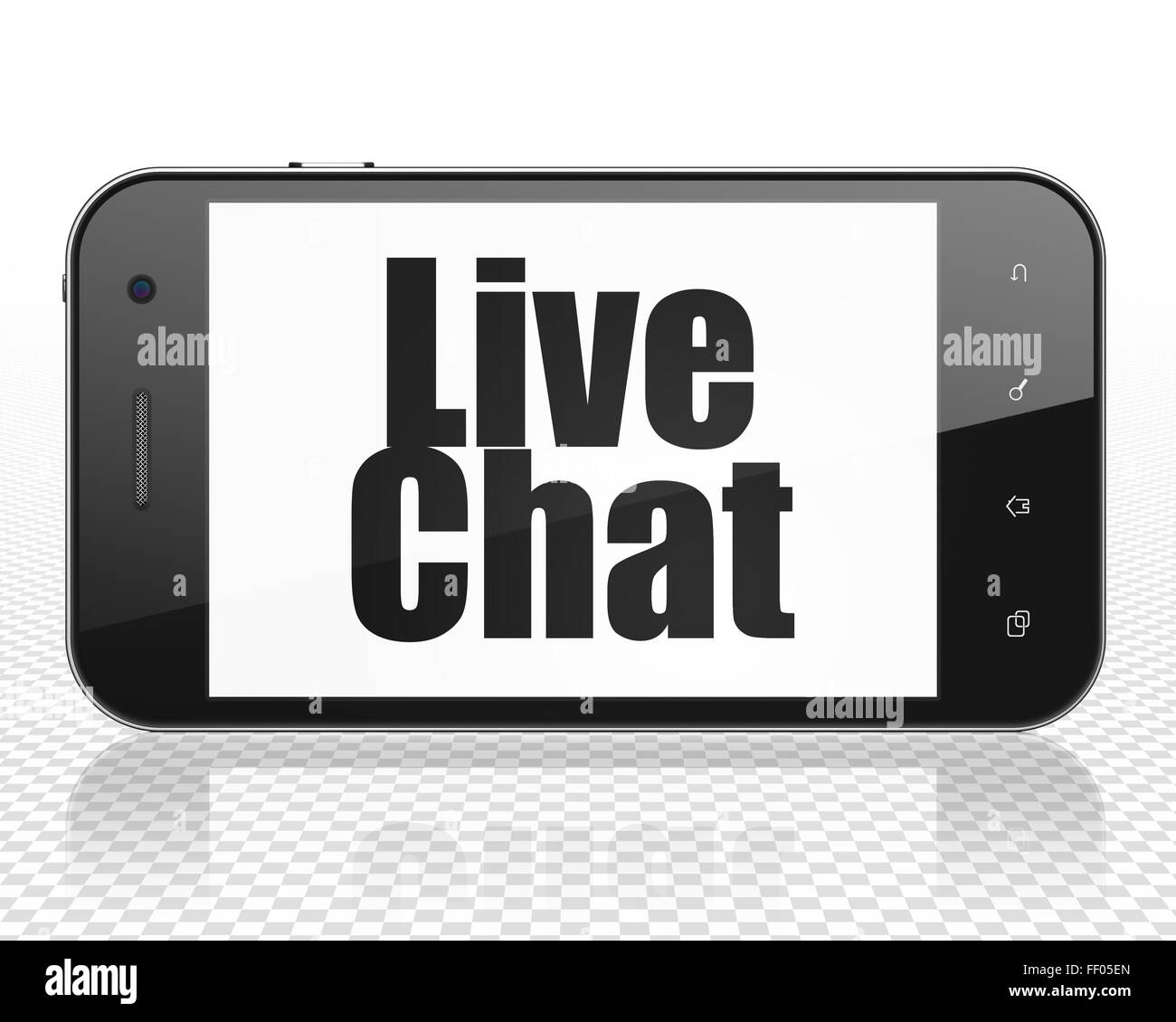 Web development concept: Smartphone with Live Chat on display Stock ...