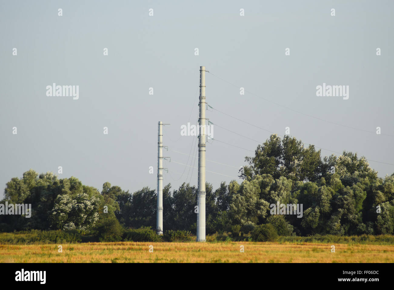 Power line support, insulators and wires. Appearance of a design Stock ...