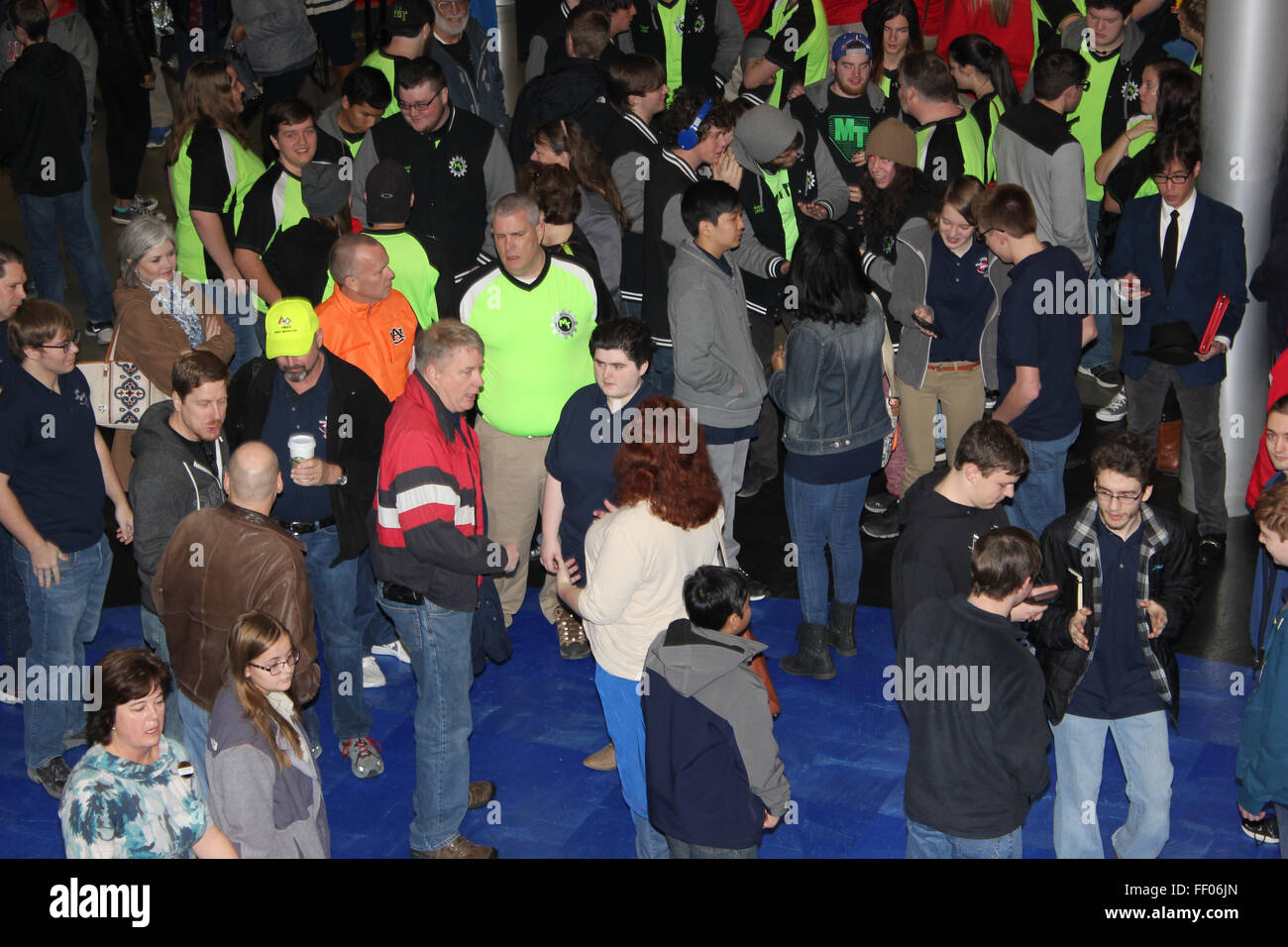 Teams wait to pick up their FIRST Robotics kit of parts Teams wait to ...