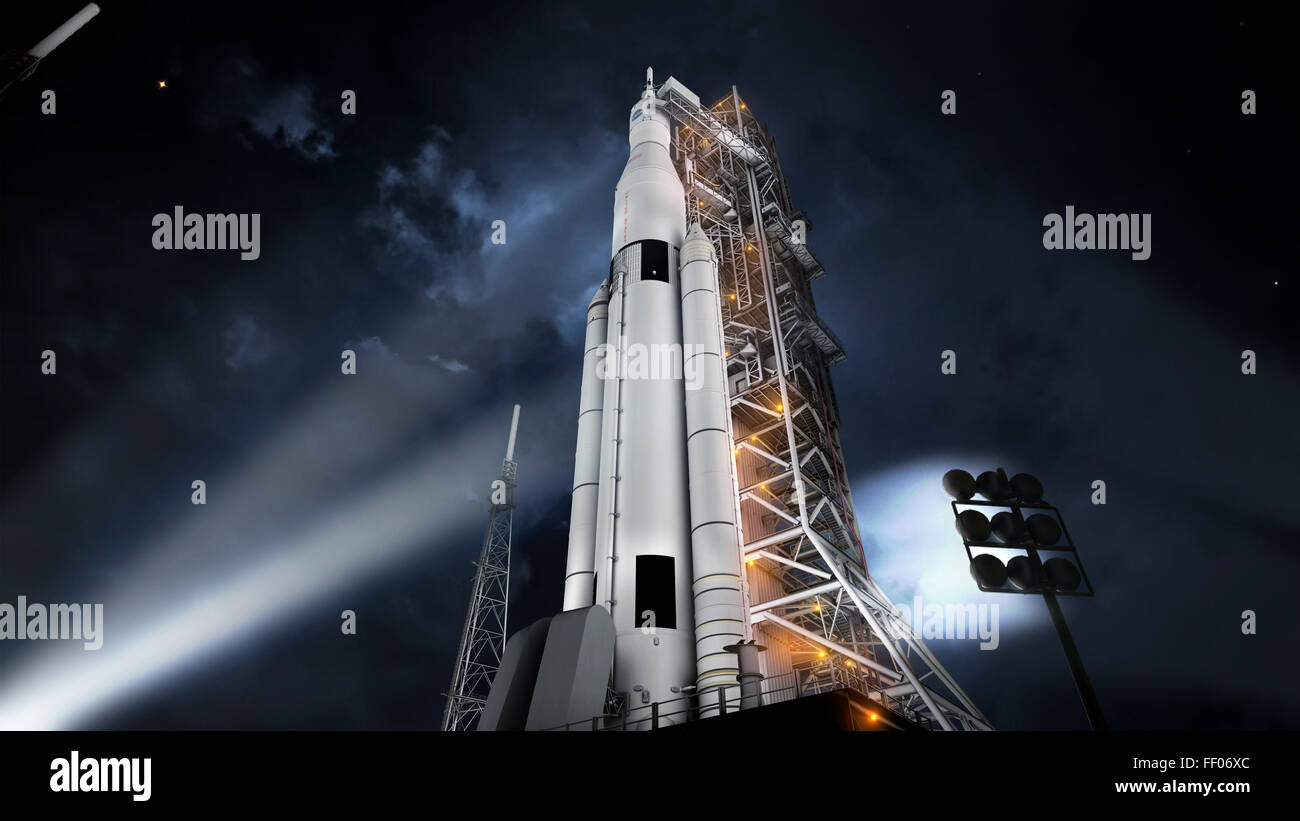 An artist's rendering of the Space Launch System (SLS) Block 1 ...