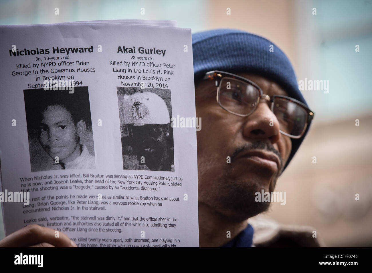 New York, NY, USA. 8th Feb, 2016. NICHOLAS HEYWARD, SR. reads a ...