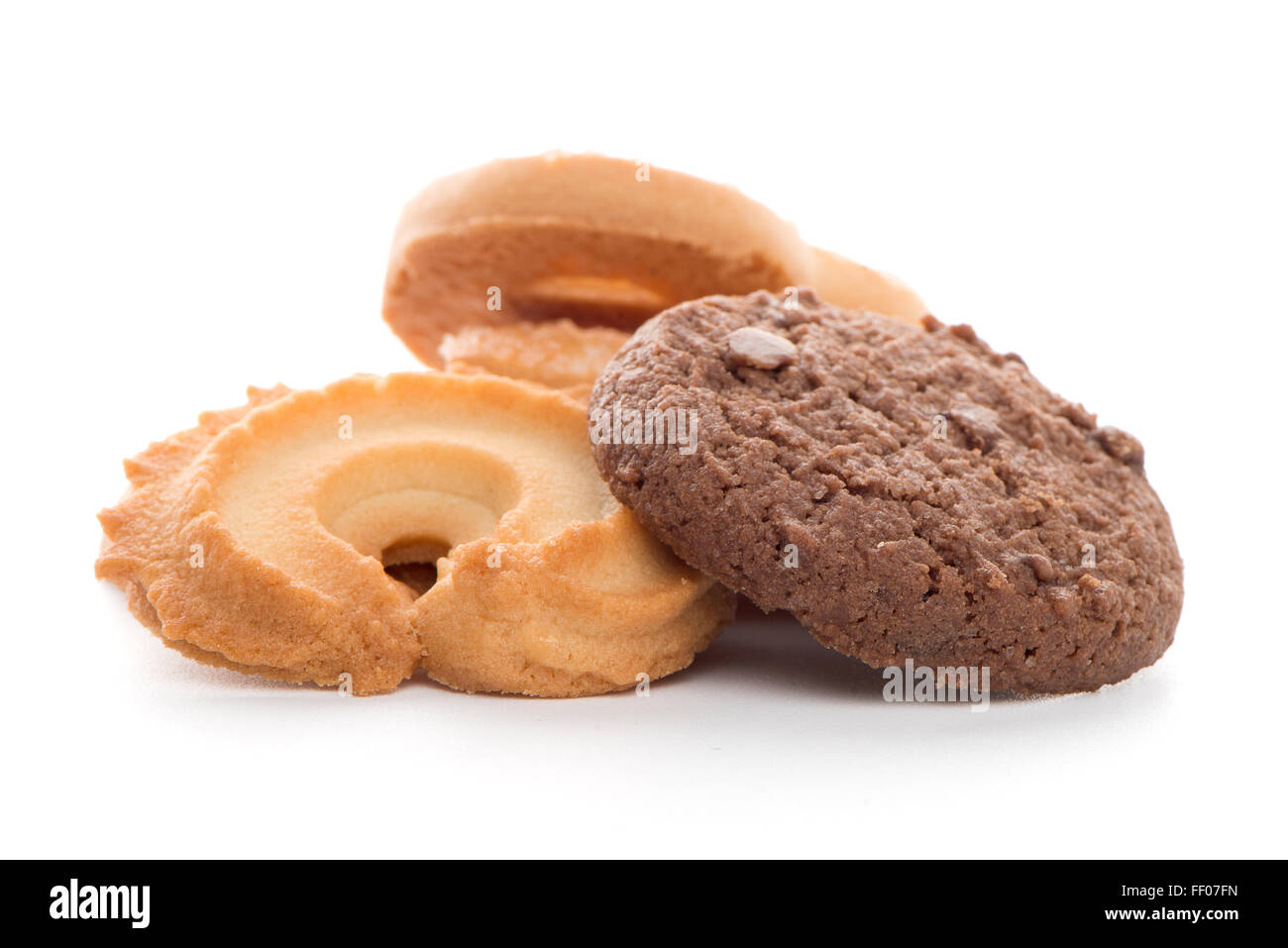 Butter cookies isolated on white background. Closeup Stock Photo - Alamy