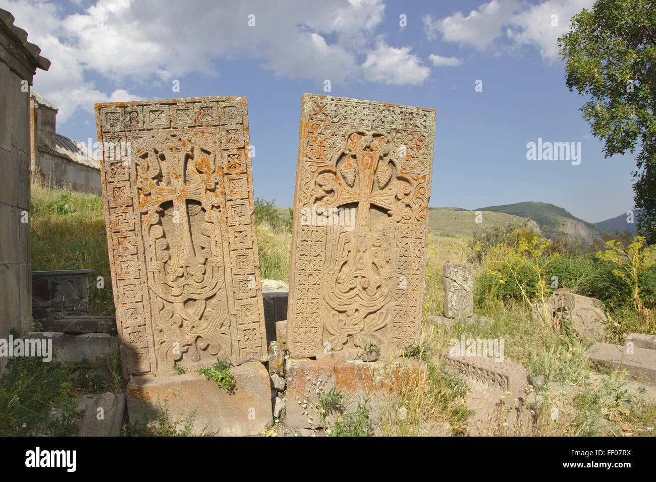 Khatchkar cross stones Tsakhatskar Monastery, Yeghis valley, Southern ...