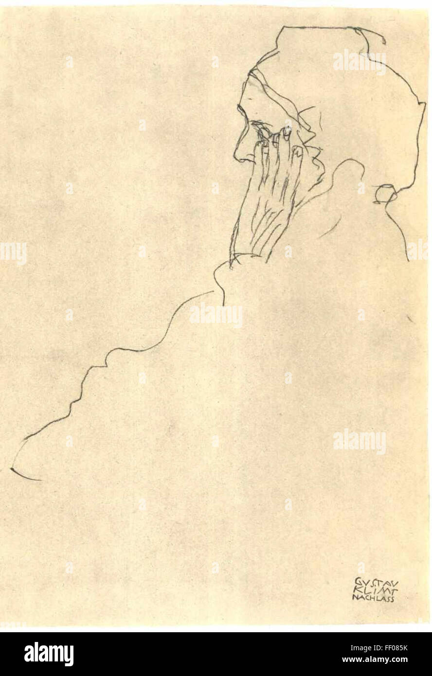 A drawing by Gustav Klimt, showcasing his signature style of fluid ...