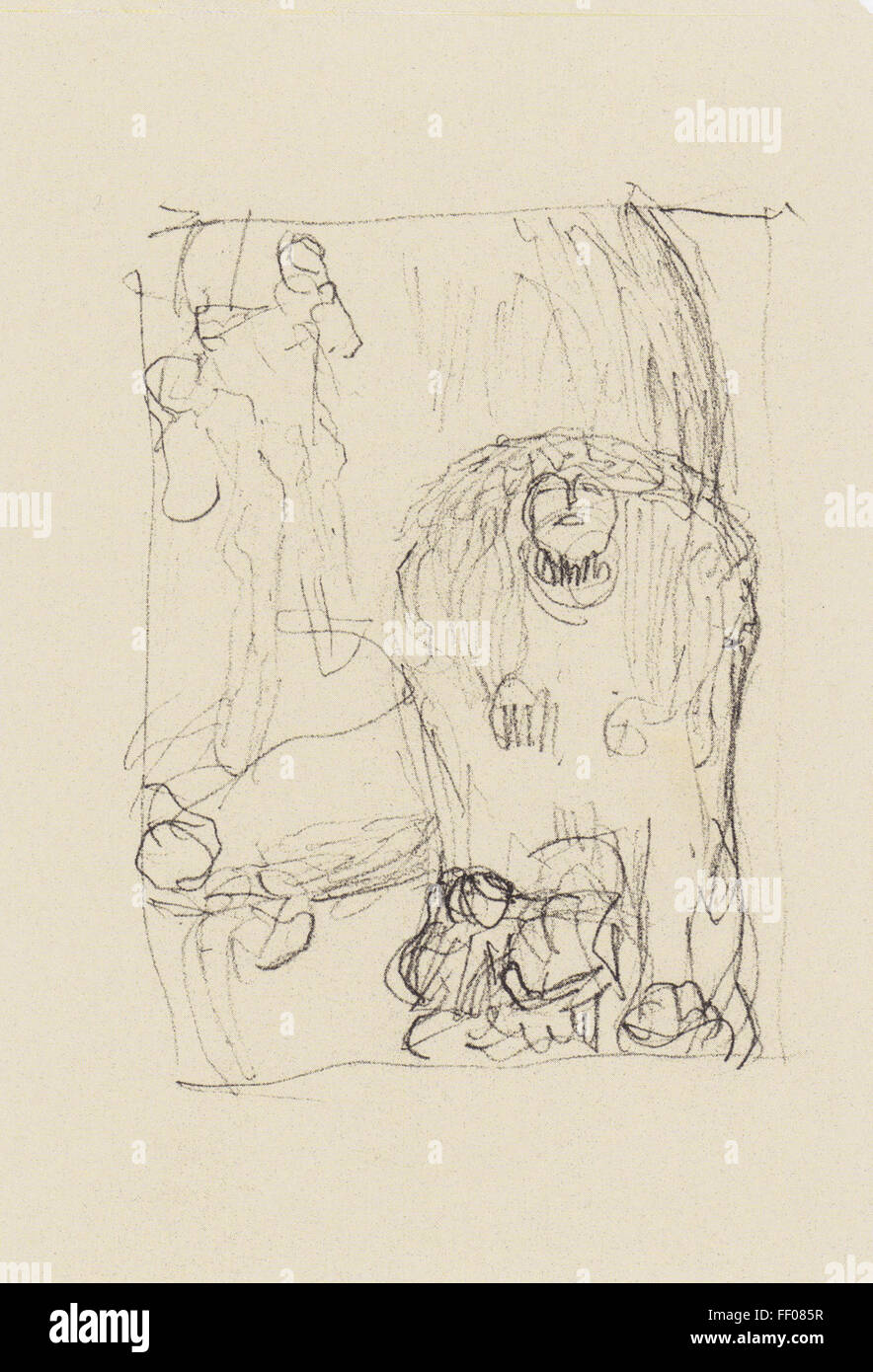 This sketch by Gustav Klimt is a fine example of his preparatory work ...
