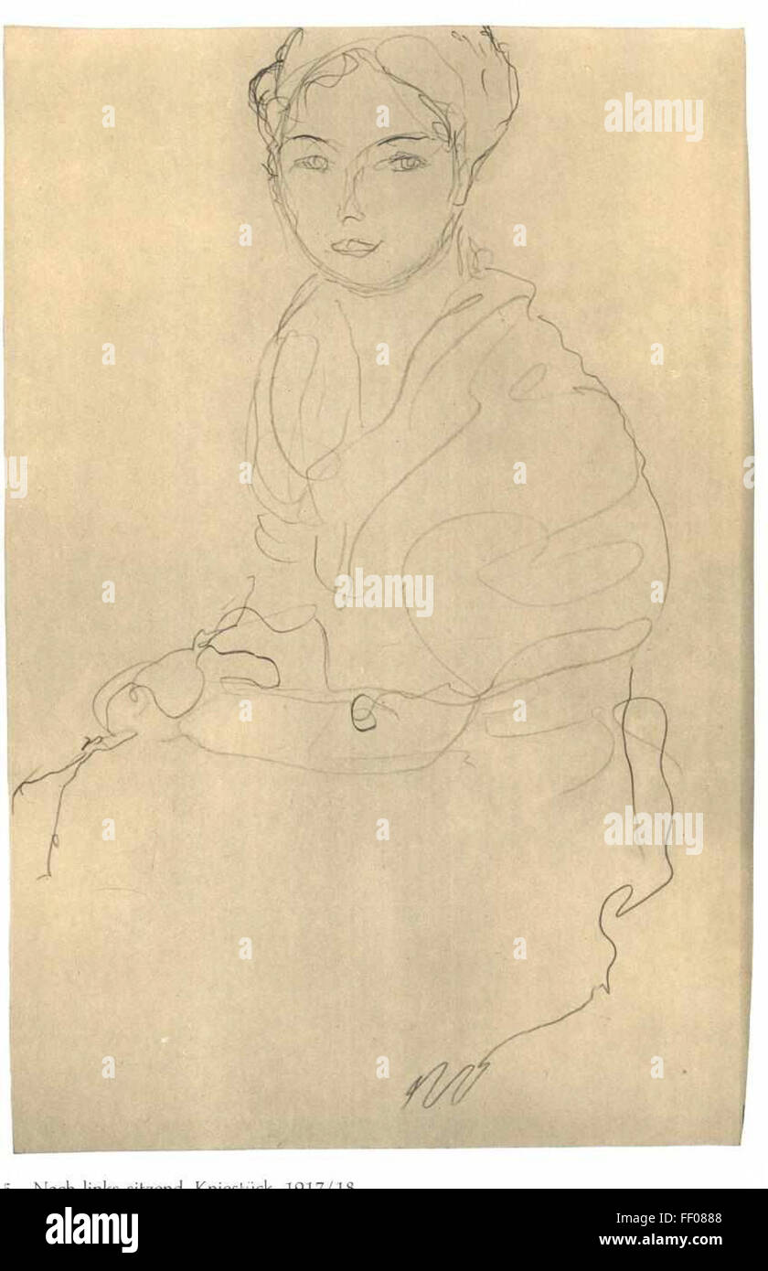 A drawing by Gustav Klimt showcasing his distinctive style that blends ...