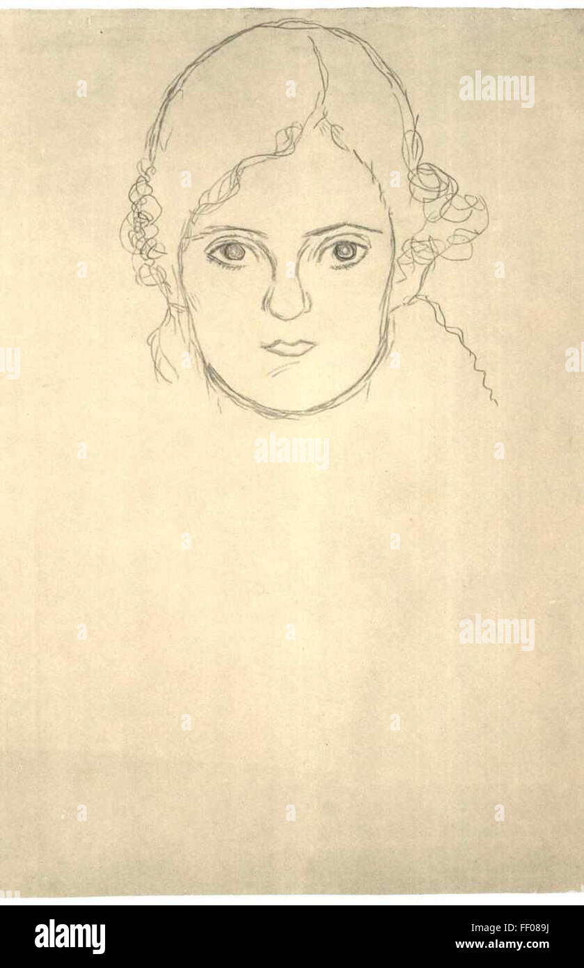 A detailed drawing by Gustav Klimt, known for his ornamental and ...