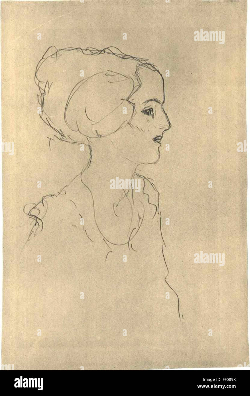 A detailed drawing by Gustav Klimt, featuring his characteristic style ...