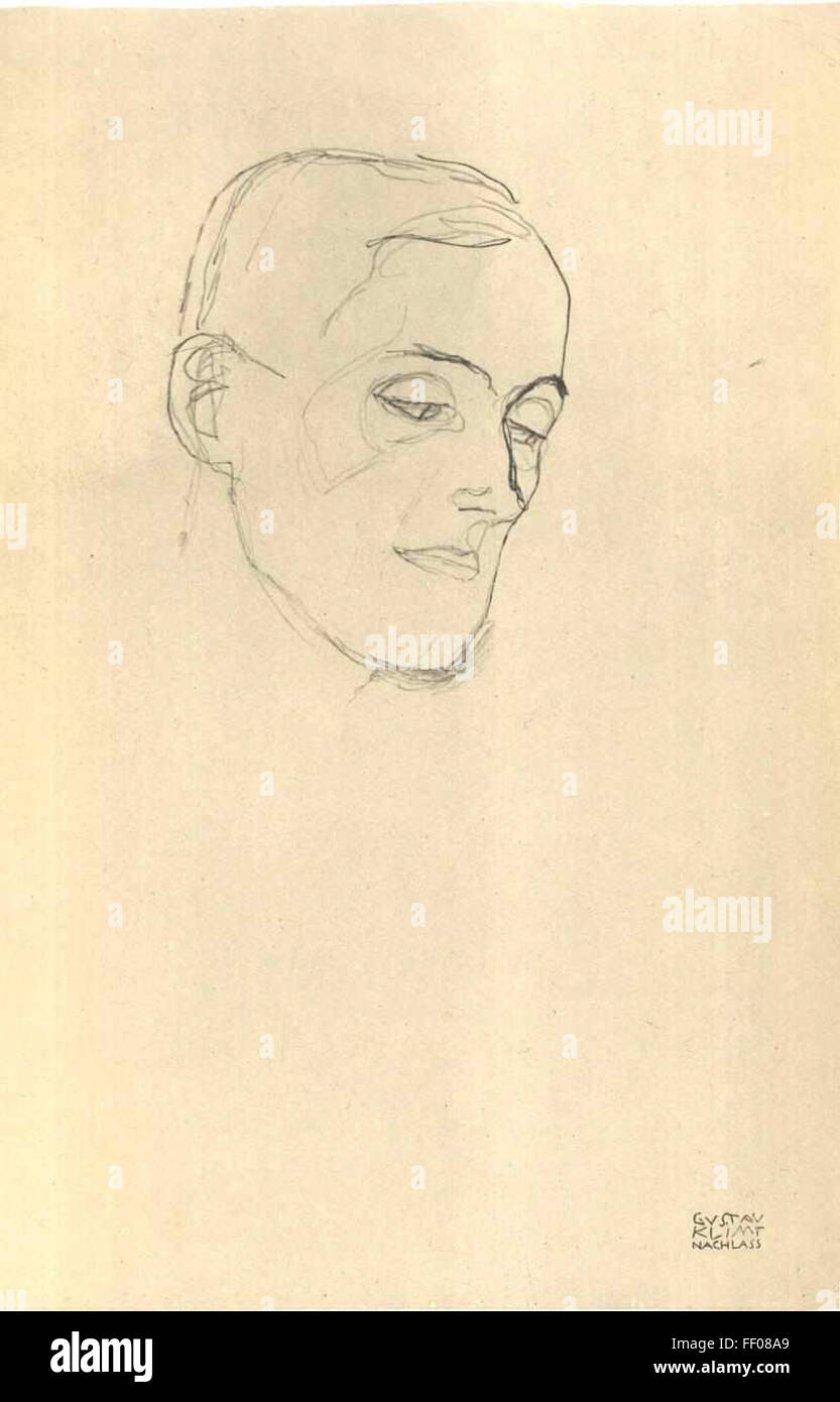 A drawing by Gustav Klimt, known for his ornate and symbolic style. The ...