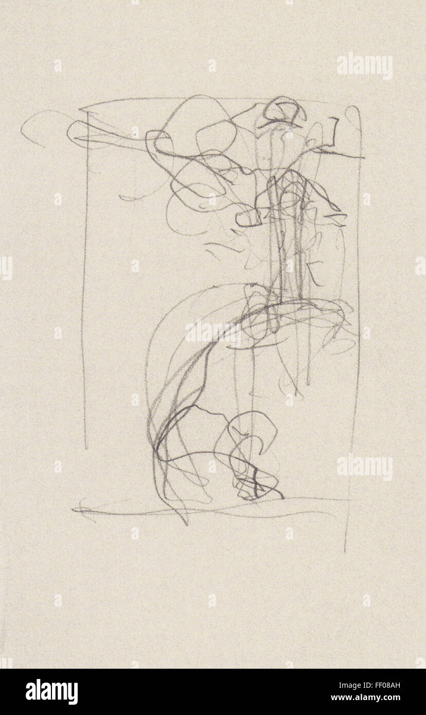 This drawing by Gustav Klimt illustrates his signature Art Nouveau ...