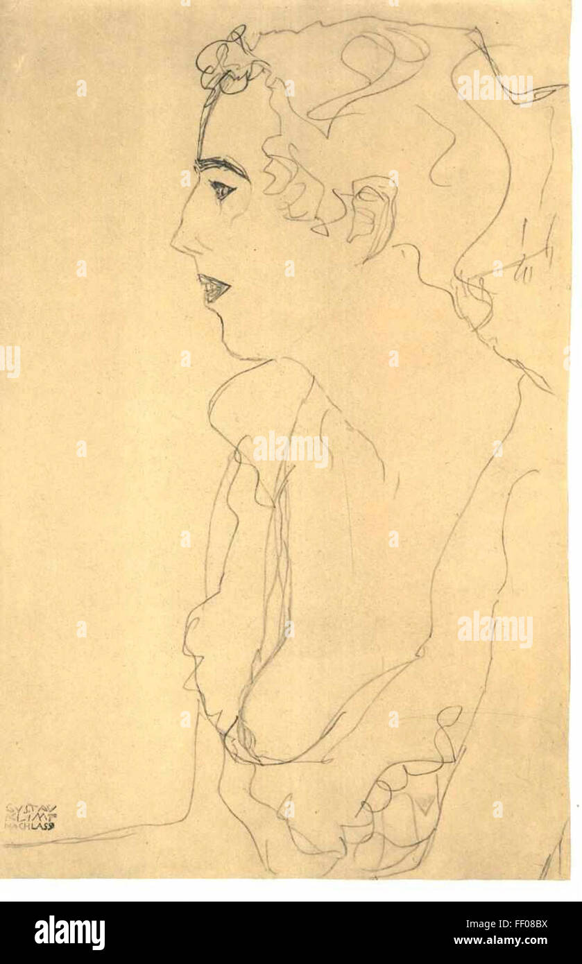A drawing by Gustav Klimt, reflecting his iconic style, filled with ...