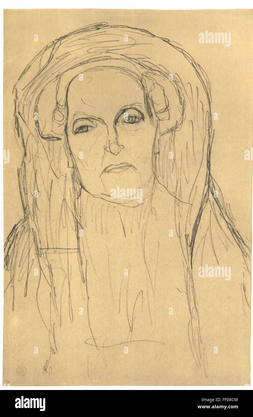 A drawing by Austrian artist Gustav Klimt, showcasing his distinctive ...