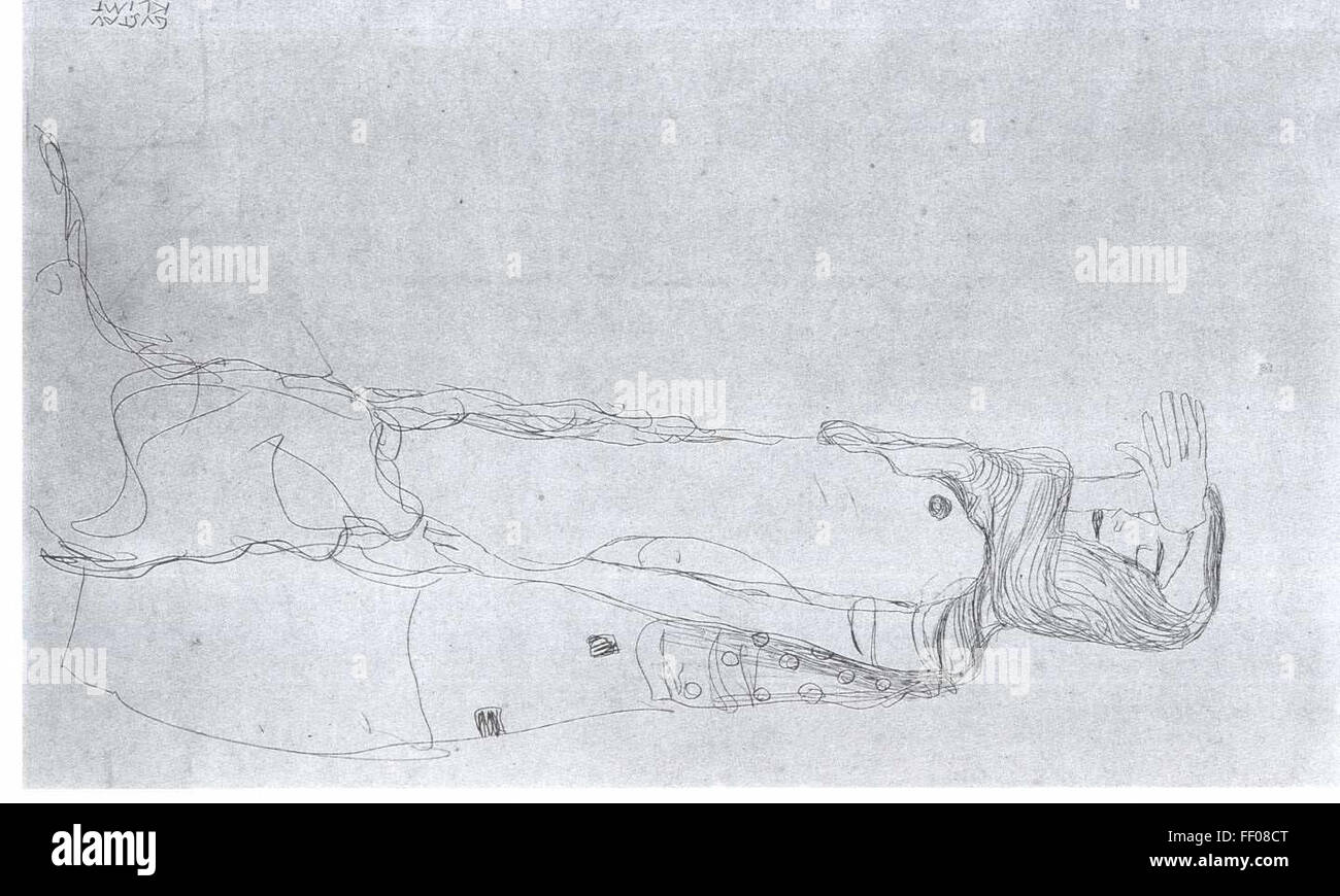 Another drawing by Gustav Klimt, highlighting his signature approach of ...