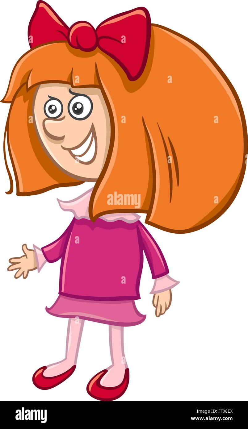 Cartoon Illustration of Cute Little Preschool or School Age Girl Stock ...