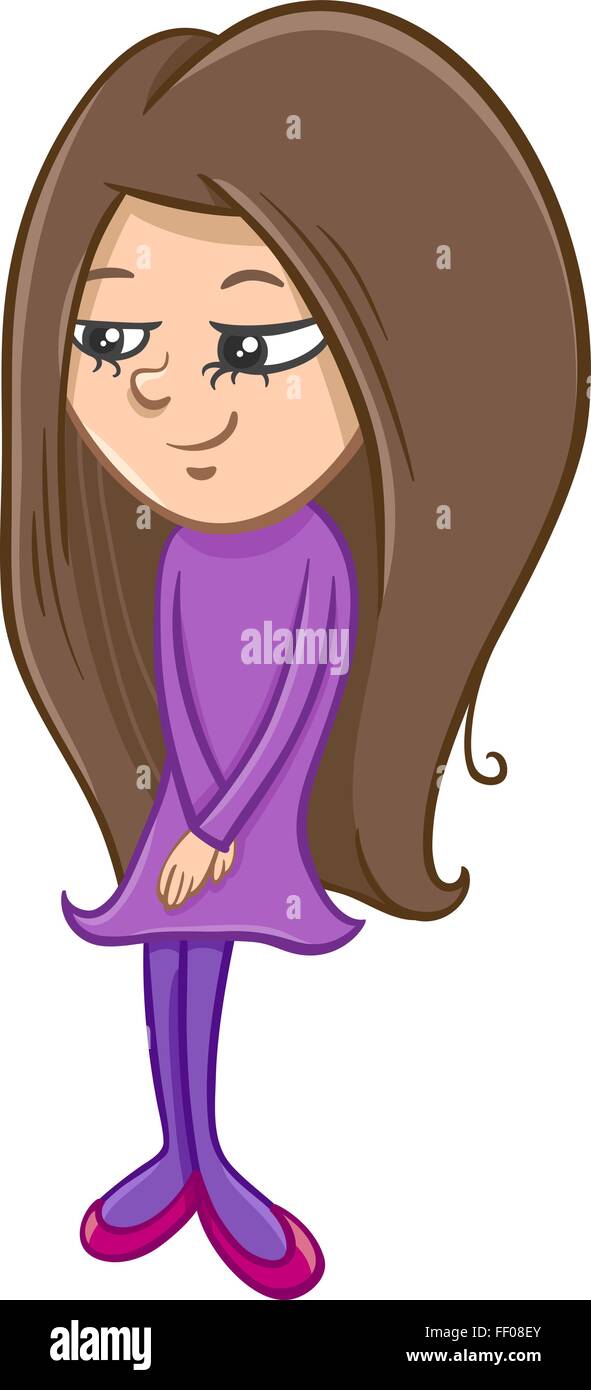 Cartoon Illustration of Cute Preschool or School Age Girl Stock Vector ...