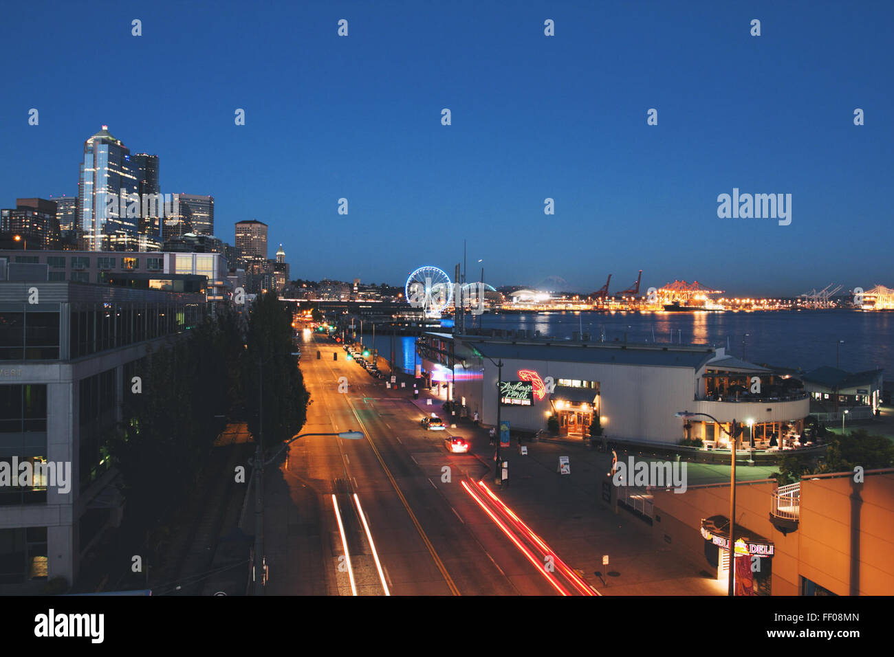 A view of Downtown Seattle, Washington, showcasing iconic landmarks ...