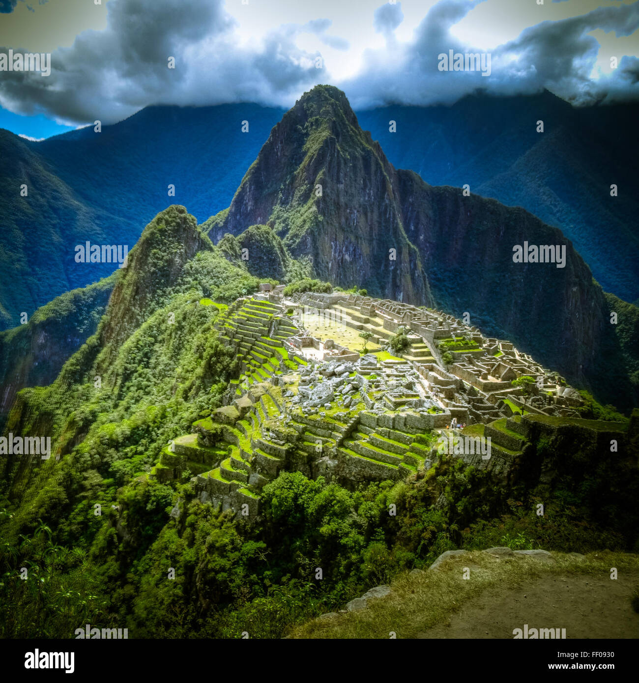 Machu Picchu, the ancient Inca ruins located in the Andes Mountains of ...