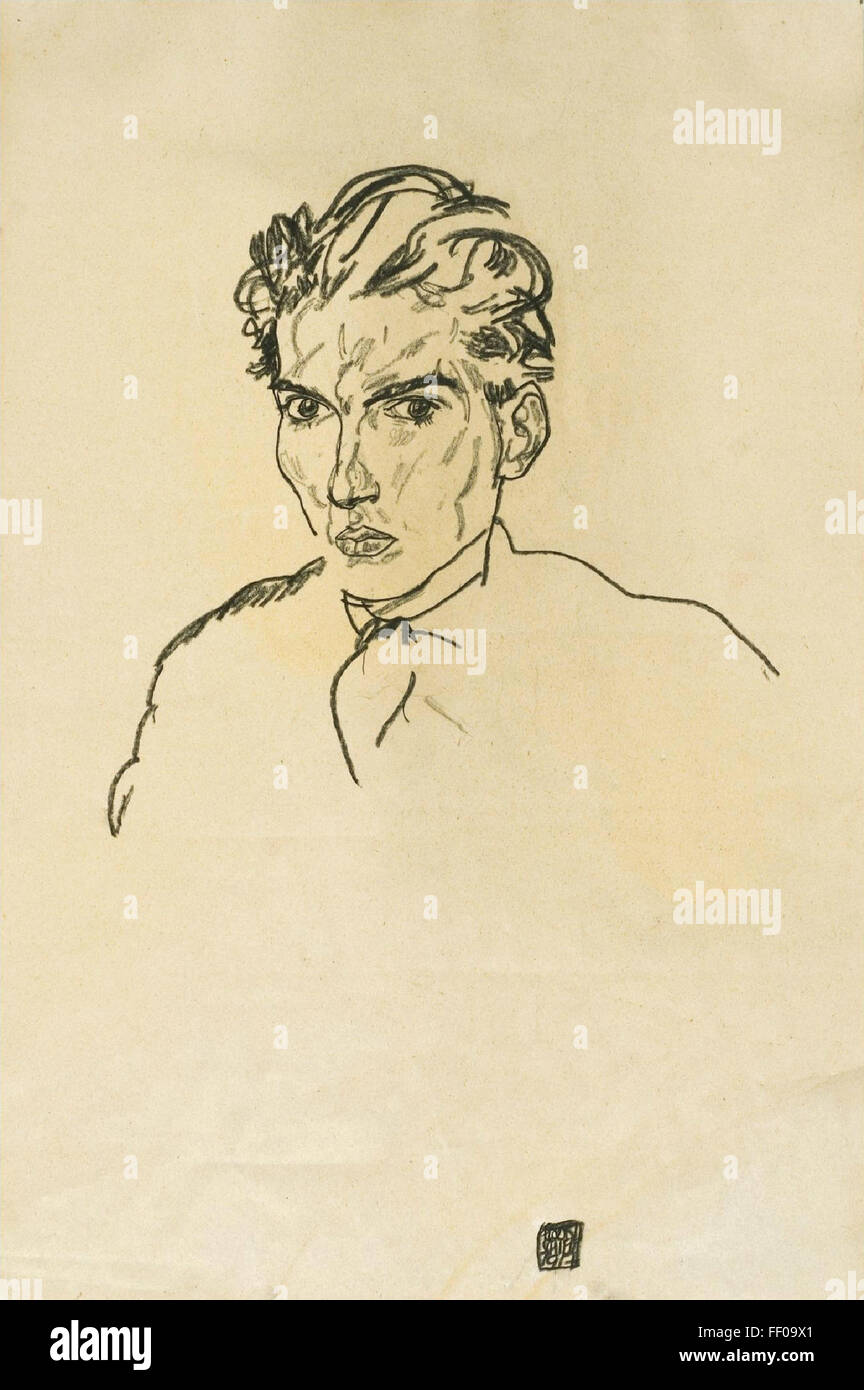 This drawing by Egon Schiele showcases his mastery of linework and ...