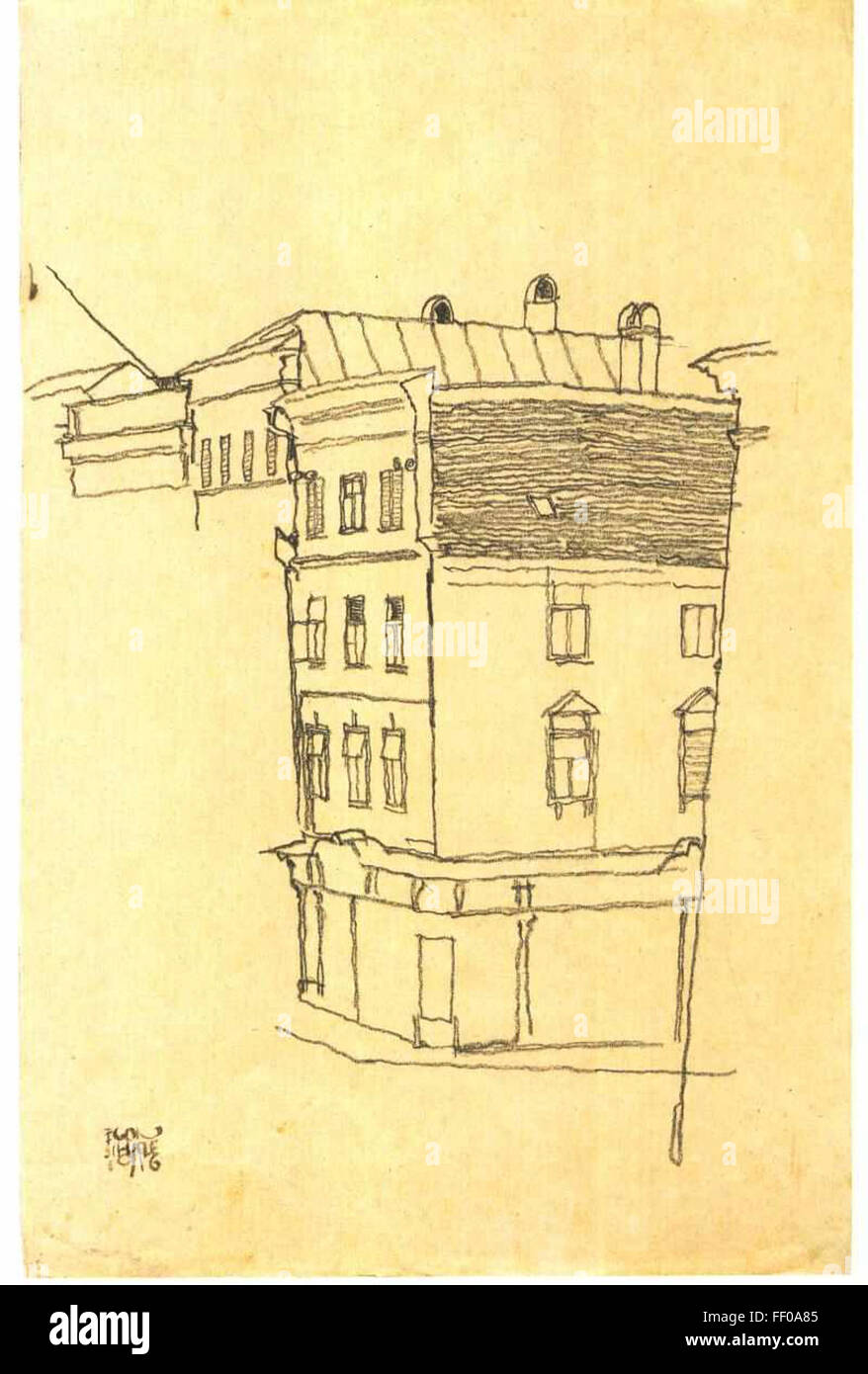 A drawing by Egon Schiele, showcasing his distinctive expressive style ...