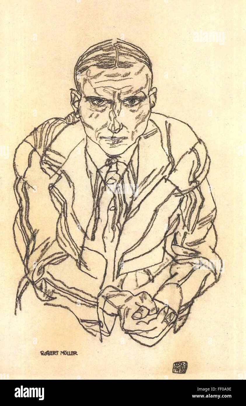 A drawing by Egon Schiele, emphasizing raw emotion and the human figure ...