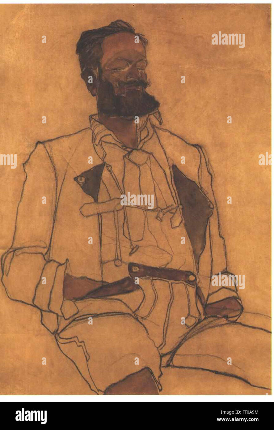 A drawing by Egon Schiele, representing his distinct approach to ...