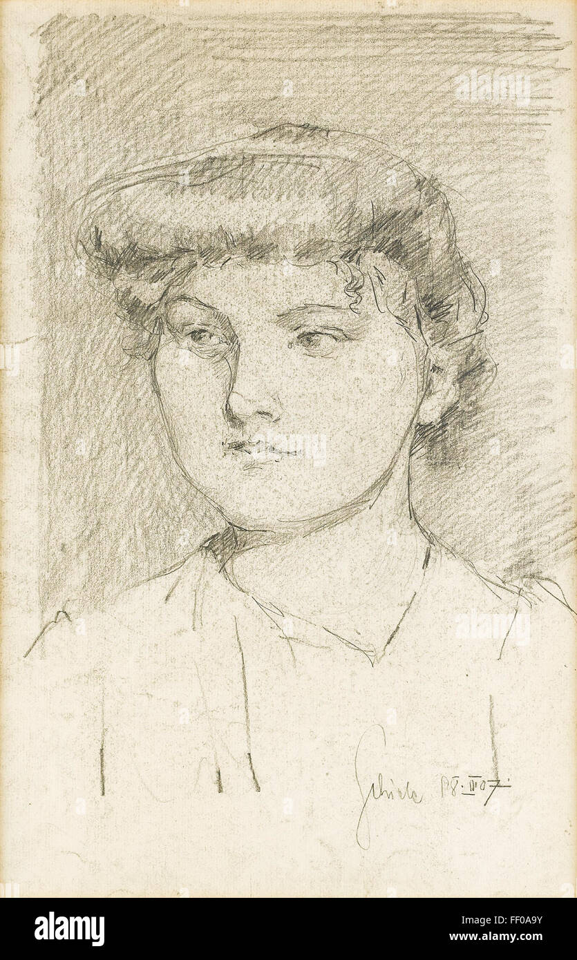 A drawing by Egon Schiele, a prominent Austrian artist known for his ...