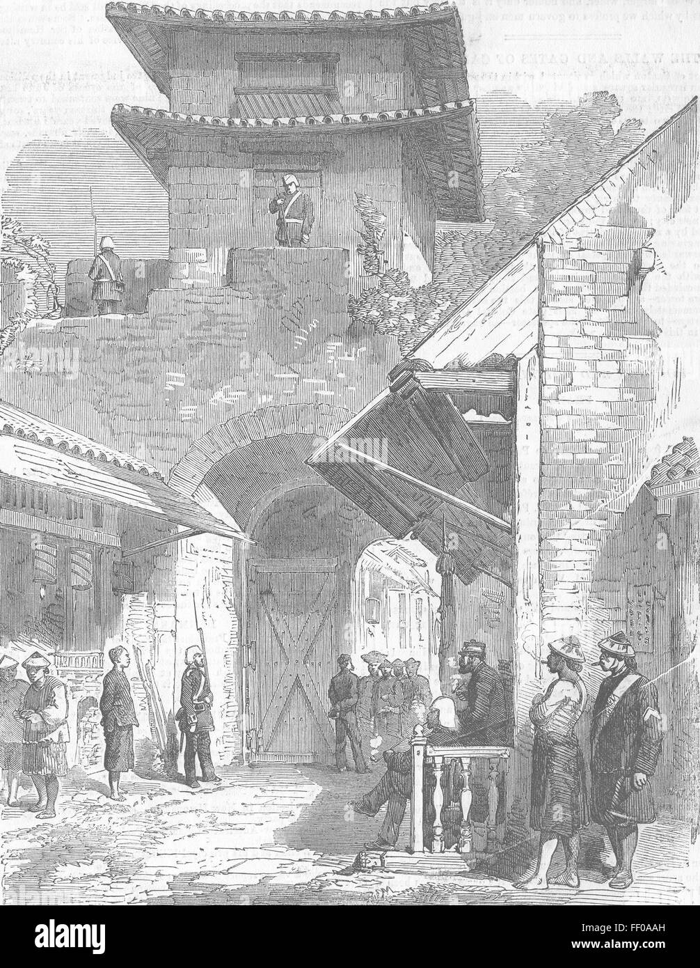 CHINA Opium Wars The East Gate, Canton 1858. Illustrated London News ...