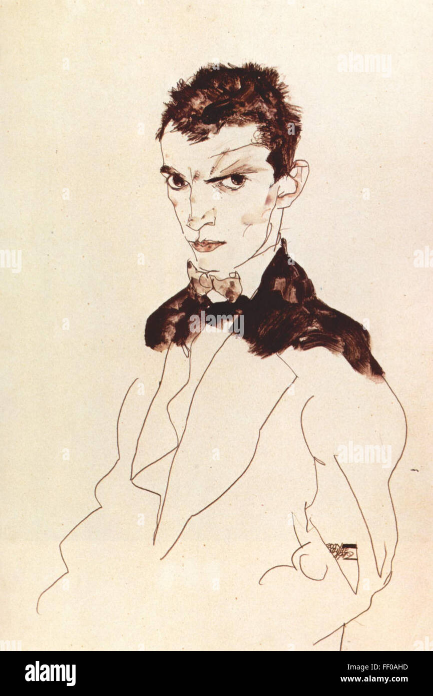 A self-portrait by Egon Schiele, renowned for its raw, emotional ...
