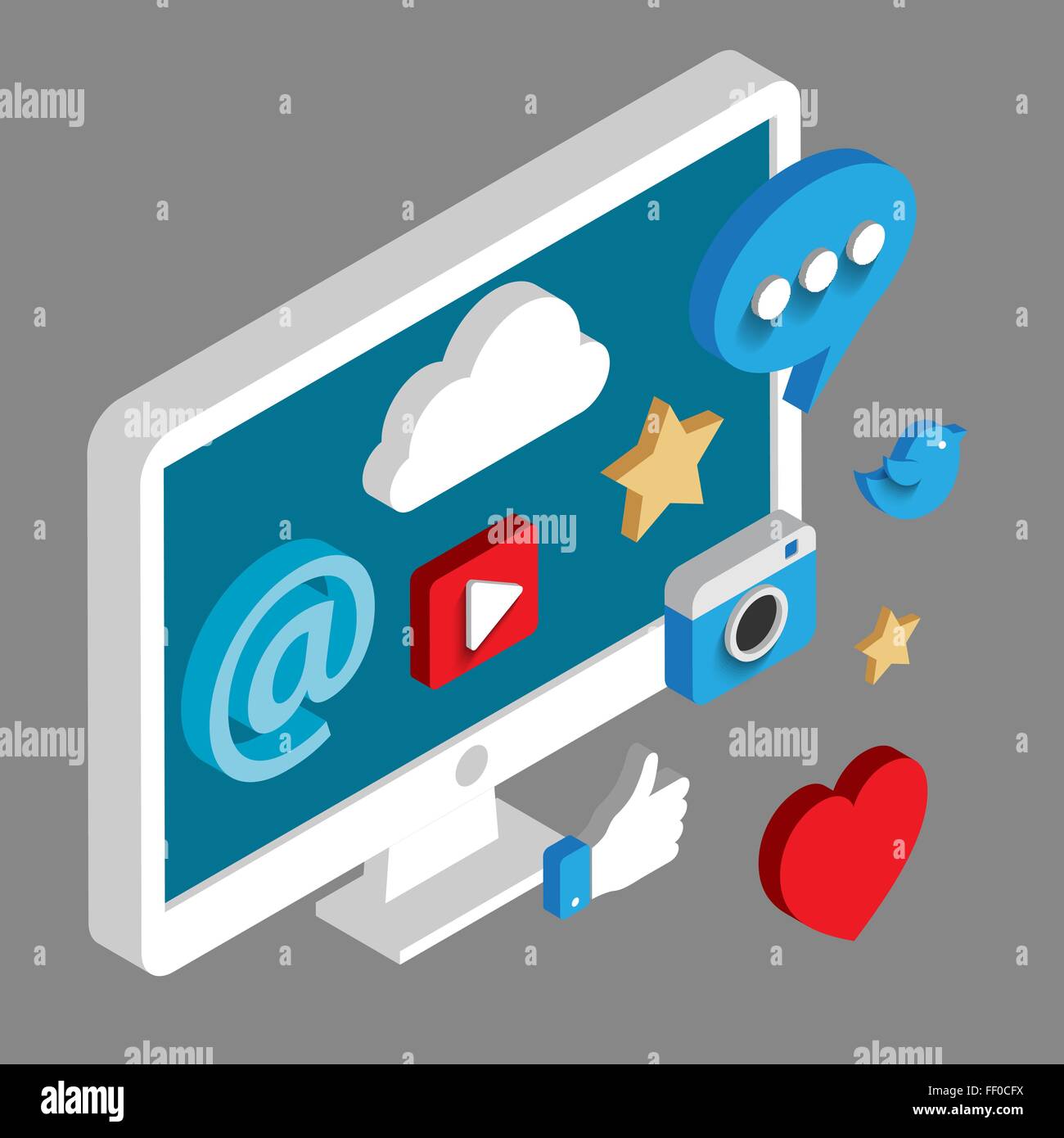 Social media flat 3d isometric concept vector icons Stock Vector Image ...