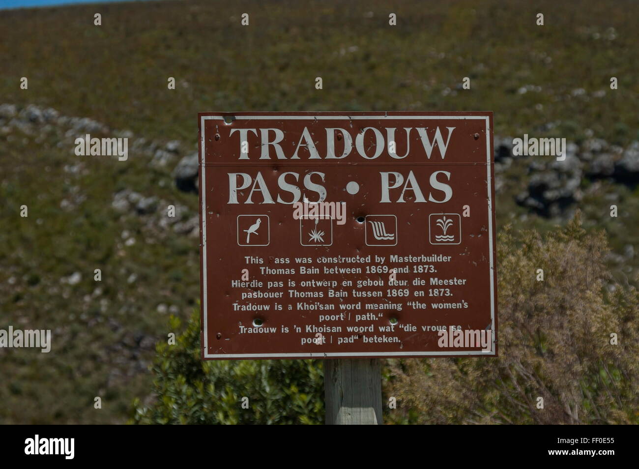 Tradouw pass in Western cape, South Africa, signboard Stock Photo - Alamy