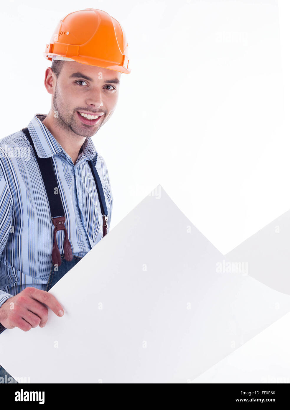 A builder man on the white background Stock Photo - Alamy