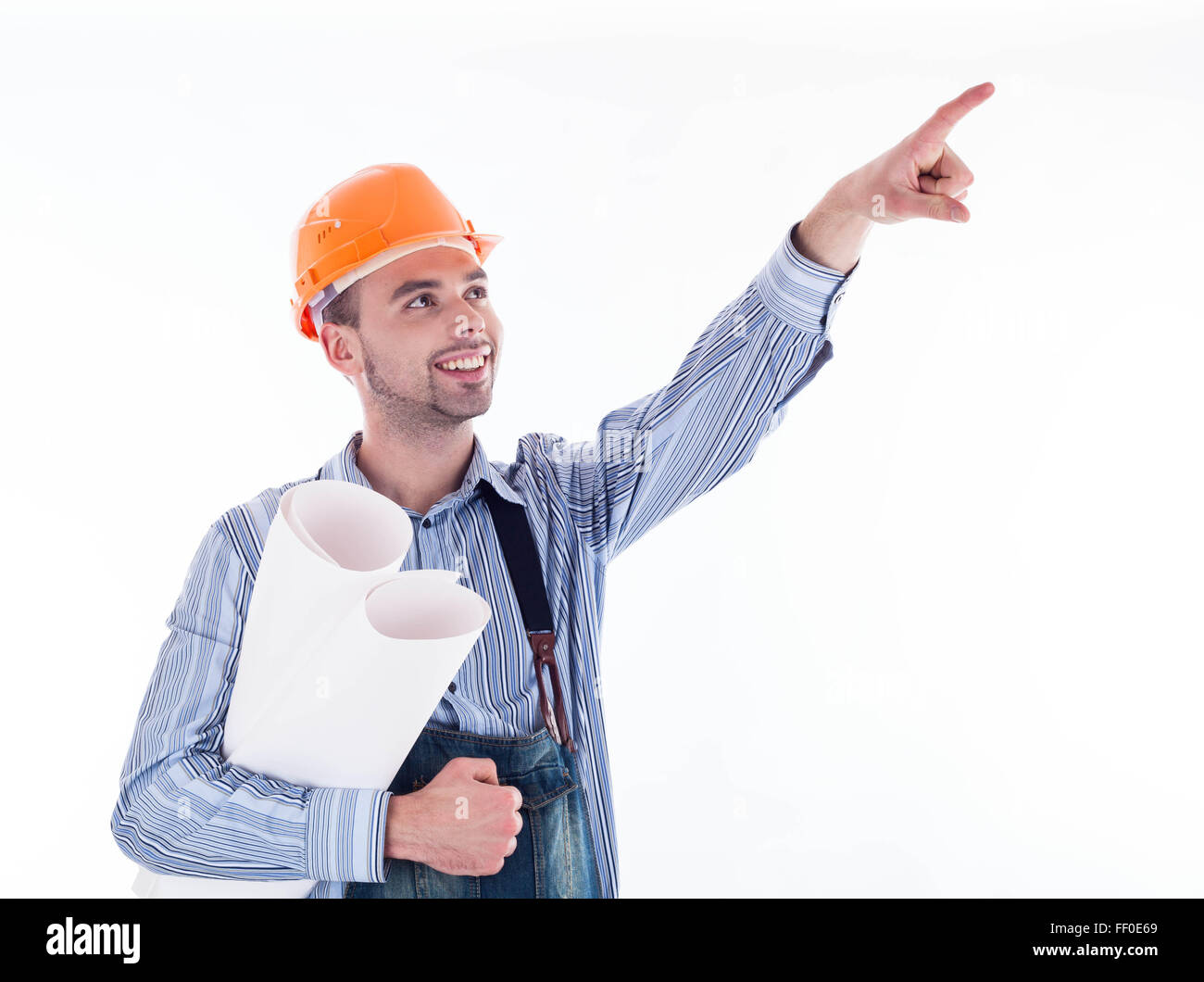 A builder pointing with his finger Stock Photo - Alamy