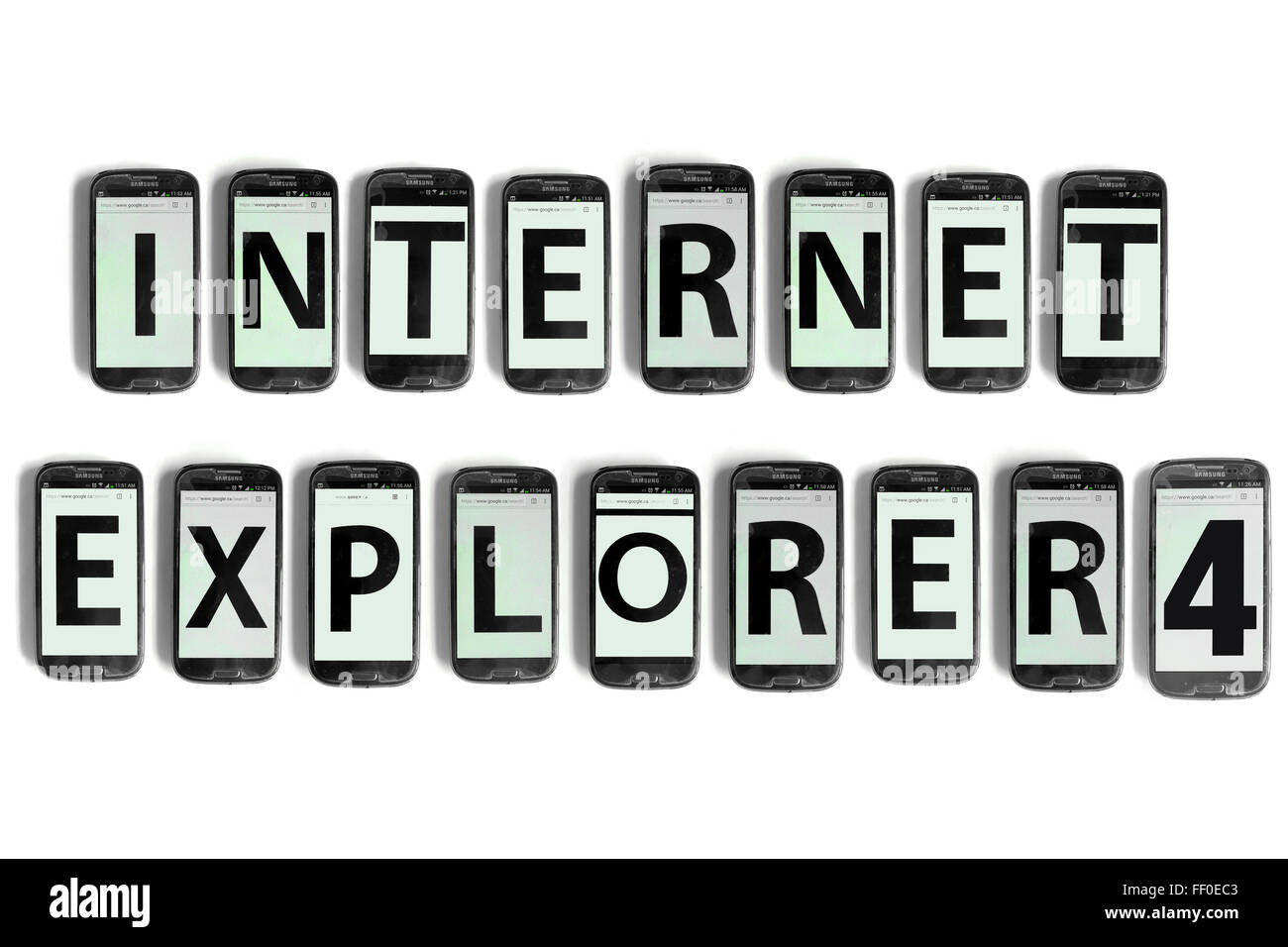 Microsoft written on the screens of smartphones photographed against a ...