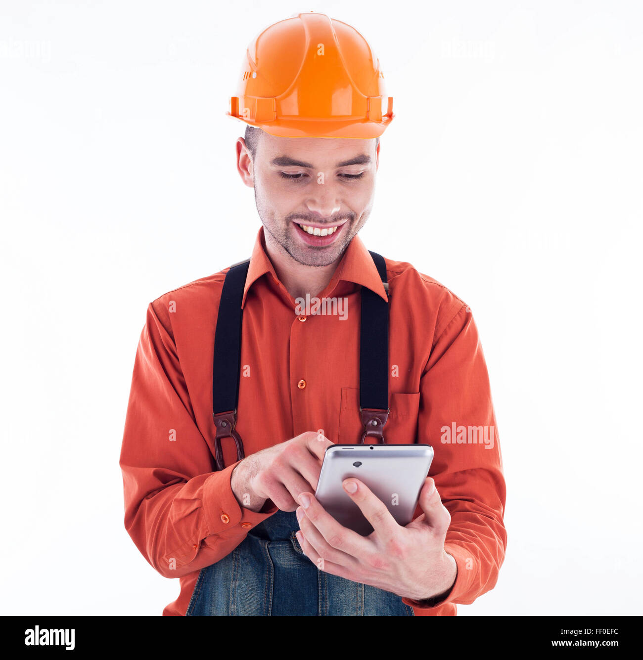 Construction employee tablet pc hi-res stock photography and images - Alamy