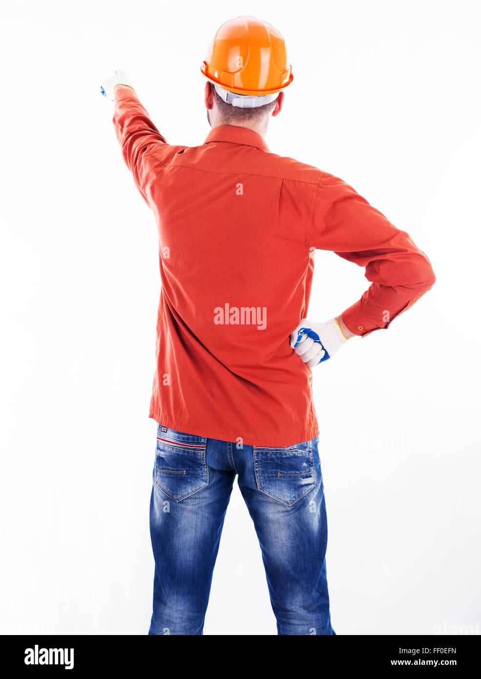 A builder pointing with his finger Stock Photo - Alamy