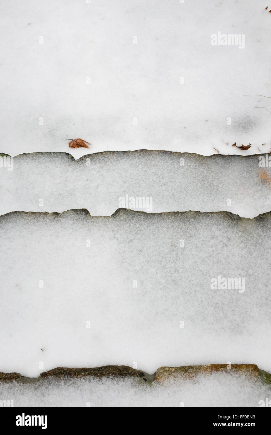 Snow on Stone Steps Stock Photo - Alamy