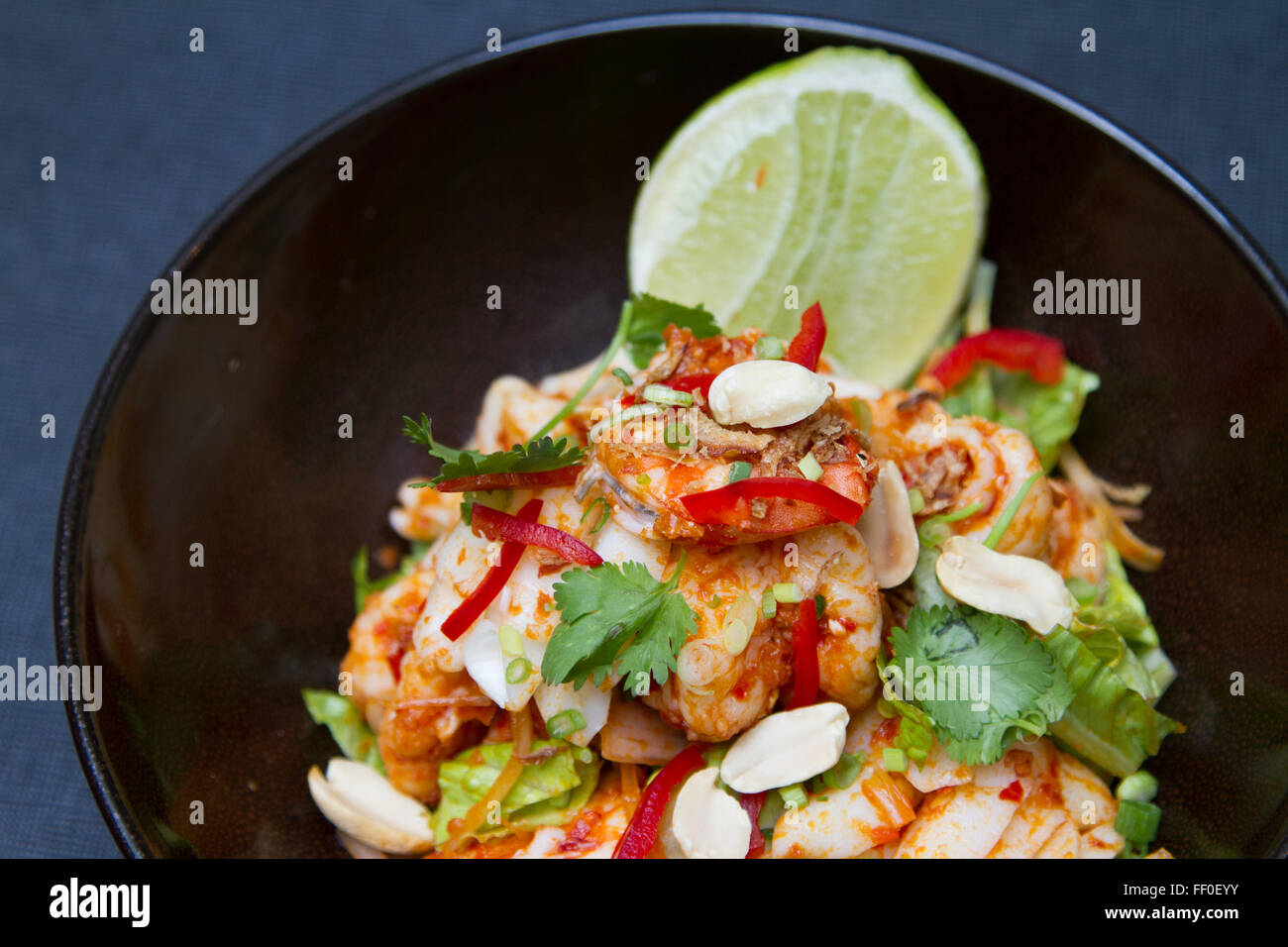 Kerabu seafood salad (kerabu aneka lautan) Malaysian specialty Stock ...