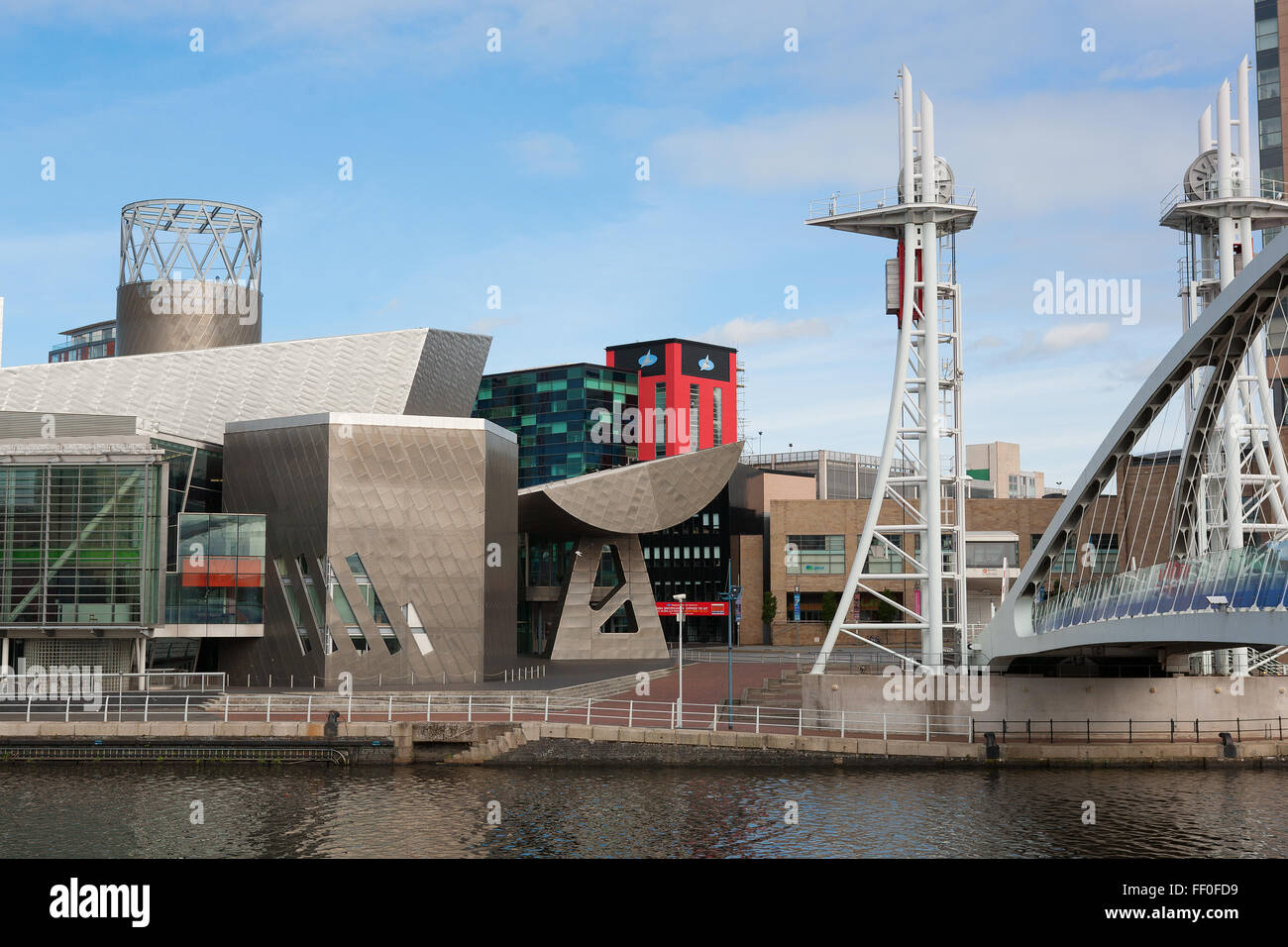 Lowry Millennium bridge footbridge Salford Quays Greater Manchester ...